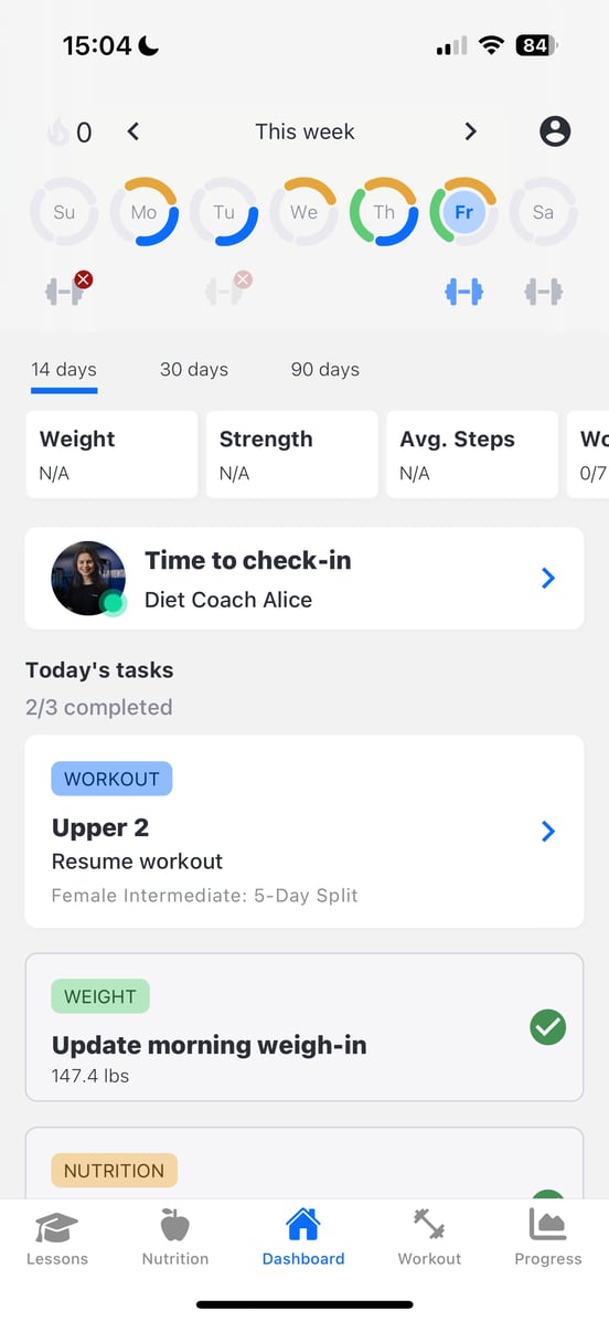 How do I adjust my workout schedule or move my workout to a different day?